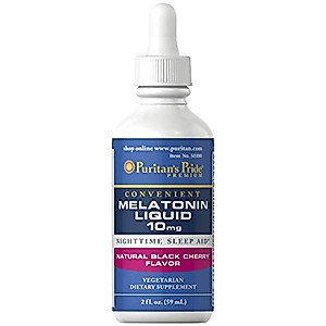 Puritan's Pride Melatonin Liquid 10 mg Black Cherry Flavor-2 oz Liquid