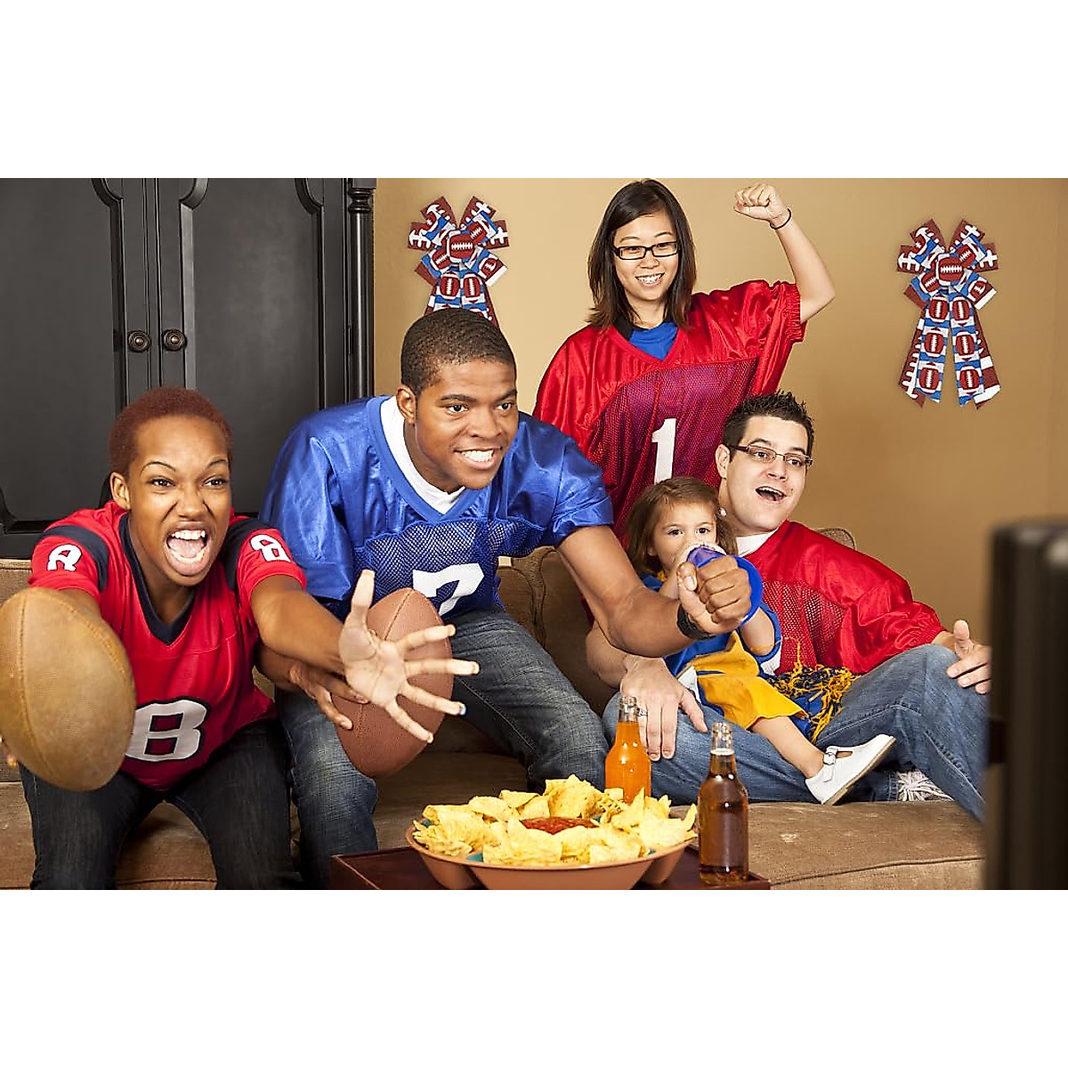 ABTOLS 2 Roll 10 Yards Football Ribbons 2.5", Blue Super Football Bowl Sport Wired Edge Burlap Ribbon Fall Brown Ribbon for Farmhouse Decor Gift Wrapping DIY Crafts Wreaths Bow