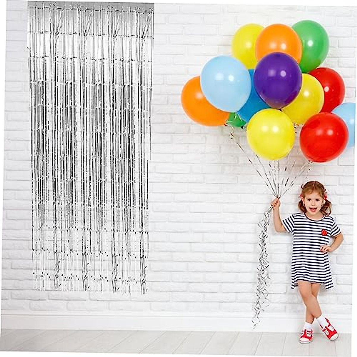 jojofuny 3pcs Rain Curtain Background Wall Gold Decorations Blue Streamers Silver Fringe Curtain Tassel Curtains Party Tassel Curtain Party Backdrops Backdrop for Birthday Party Thicken