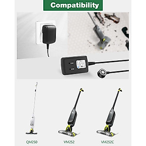 JOVNO for Shark VM252 VACMOP Charger Compatible with Shark VM252 VM252C QM252 VM250 VACMOP Pro Vacuum Adapter Round Magnetic Power Cord Replace Shark Cordless Hard Floor Vacuum Mop Magnetic Charger