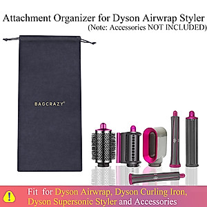 Pu Leather Travel Case Compatible with Dyson Airwrap Styler/Shark Flexstyle, Portable Carrying Case for Dyson Supersonic Hair Dryer, Shockproof Protection Organizer Bag Travel Storage Bag, Black