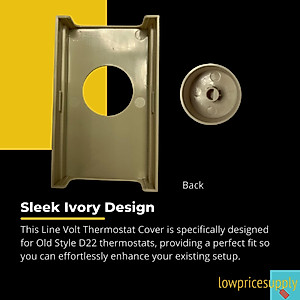 Ivory Single Pole Line Volt Thermostat Cover w/Line Volt Thermostat Knob Set - Replacement for Old Style S22 and D22 Thermostats - Easy to Install - Durable and Stylish