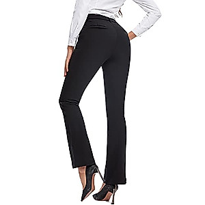 Aotasely Women's Dress Pants Stretch Bootcut Slacks Business Casual High Waisted Drapey Wrinkle Resistant Fabric Black