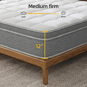 DWVO Full Size Mattress -12 Inch Mattress in a Box, Hybrid Spring Mattress with Cooling-Gel Memory Foam and Individual Pocket Coils for Motion Isolation & Balance Support