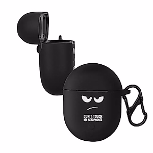 kwmobile Silicone Case Compatible with Xiaomi Redmi Airdots 3 Pro/Buds 3 Pro - Case Soft Cover - Don't Touch My Headphones White/Black/Black