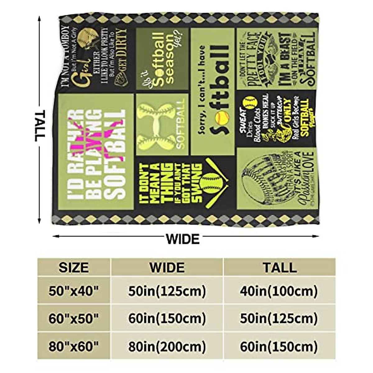 PNNUO Throw Blanket - Softball Fleece Throw Blanket,Super Soft Ultra-Soft Micro Fleece Blanket for Bedroom Sofa Couch 50"X40"