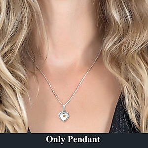 Auriga Fine Jewelry 925 Sterling Silver Rhodium-plated Small Heart with Mustard Seed Pendant for Women (L- 0.59 Inch, W- 0.51 Inch)