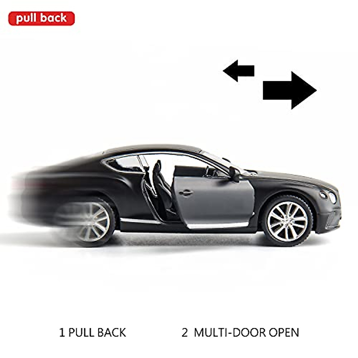 RMZ City 1:36 for Diecasting Alloy Car Model Bentley Continental GT Toy Car, Pull Back Vehicles Toy Car for Toddlers Kids Boys Girls Gift Black