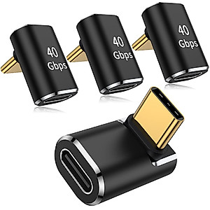 AuviPal 90 Degree USB C Adapter (4 Pack), USB Type C Right Angle Connector for Steam Deck, ROG Ally, MacBook, Notebook, Smart Tablet & Phone and More - Black