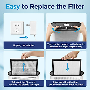 Air Purifiers for Home Large Room 1650ft² with PM2.5 Air Quality Sensor, MOOKA H13 HEPA Filter Air purifier for Pets Smoke Dust Pollen Dander Odor, Air Cleaner with Auto/Sleep Mode for Bedroom, White