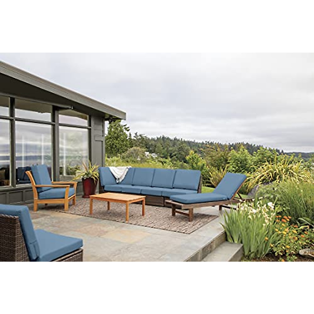 Classic Accessories Ravenna Water-Resistant 72 x 21 x 3 Inch Patio Chaise Lounge Cushion, Empire Blue, Outdoor Seat Cushion