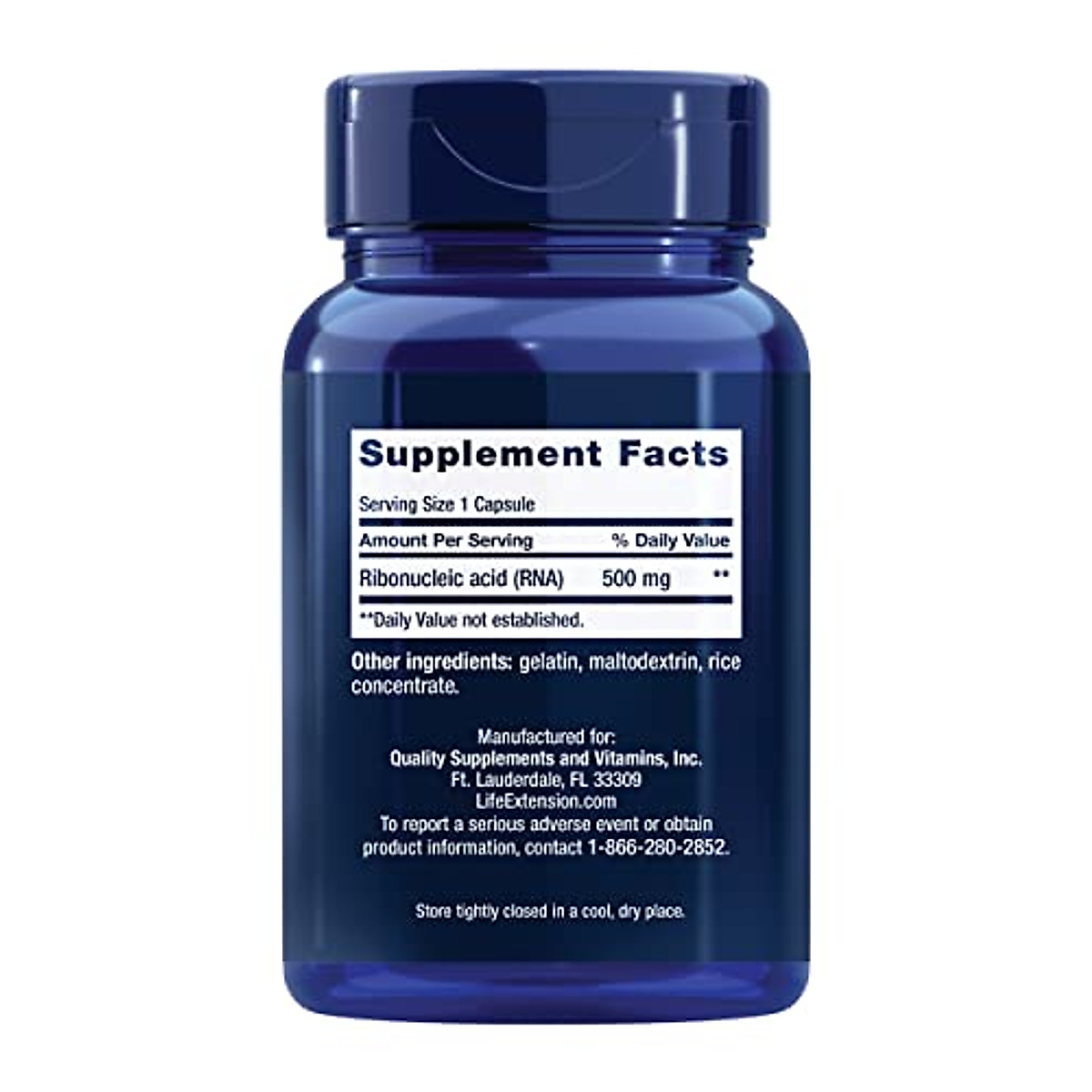 Life Extension RNA Capsules 500 mg - Ribonucleic Acid Supplement for Immune Support, Healthy Cell and Inflammatory Response – Gluten-Free, Non-GMO – 100 Capsules