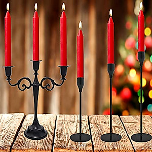 4 pcs Red Set Taper Candle Candlesticks 7 ¾ (7.75 inch) Tall x 3/4 inch (0.75 inch) Diameter -for Dinner Table, Party or Wedding and Table Top décor. (4pc, Red)