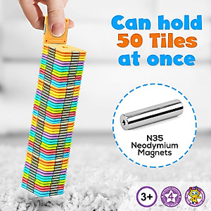 Magnetic Building Blocks For Kids - Preschool Learning Toys Shapes Block Educational Magnet Tiles Kids Toy Set - Durable Non-Toxic Magnetic Blocks For Toddlers 6 Months & Up - Hurtle HURBT74 (74 pcs)