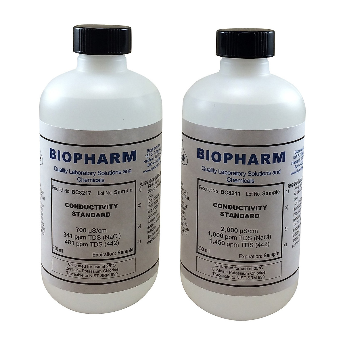 Conductivity 2-Point Calibration Standard 2-Pack: 250 mL (8.4 fl oz) Each 700 uS and 2000 uS