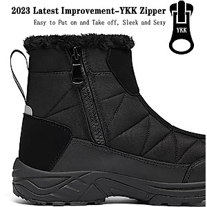 SILENTCARE Men's Warm Snow Boots, Fur Lined Waterproof Winter Shoes, Anti-Slip Lightweight Ankle Boot (11.5 M US, Black)