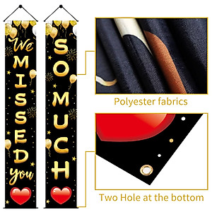 Pimvimcim Welcome Home Decorations We Missed You So Much Door Banner, Welcome Back Home Family Porch Sign Party Supplies, Patriotic Military Homecoming Army Deployment Returning Back Backdrop Decor