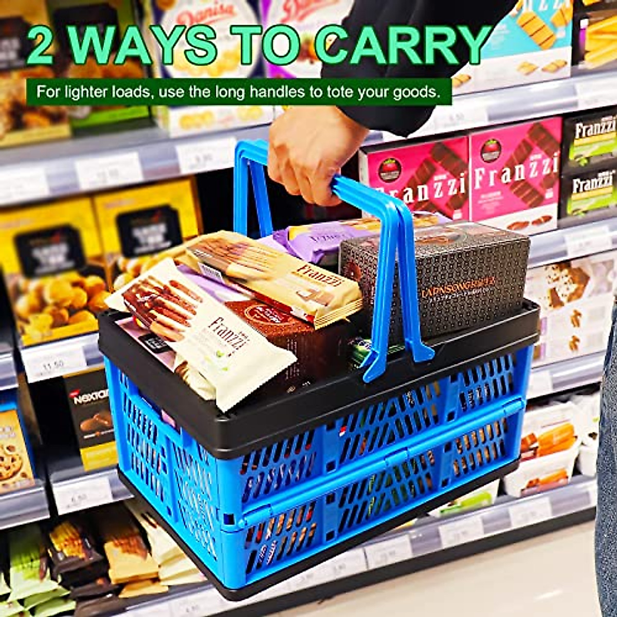 3 Packs 20Liter Collapsible Storage Crates With Handle Collapsible Plastic Shopping Basket,Stackable Multi-function Shelf Baskets Container, Hold up to 20 Lbs