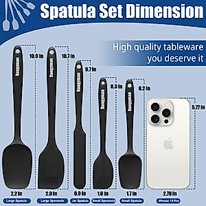 Rongyman Silicone Spatula Set of 5 Spatulas Silicone Heat Resistant 446°F Kitchen Spatulas for Baking, Cooking and Mixing,Non Stick Cookware Food Grade, BPA Free, Dishwasher Safe, Black