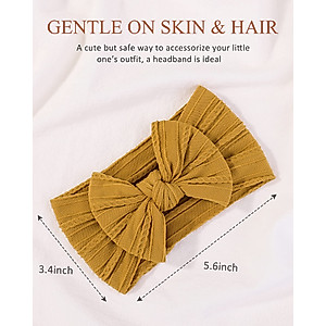 jollybows 6pcs Baby Nylon Headbands Hair Bow Elastics Hairbands Hair Accessories for Baby Girls Newborn Infant Toddlers Kids (Natural colors)