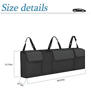 Car Trunk Organizer and Storage, Backseat Hanging Organizer for SUV, Truck, MPV, Waterproof, Collapsible Cargo Storage Bag with 4 Pockets, Car Interior Accessories for Men and Women (Black)