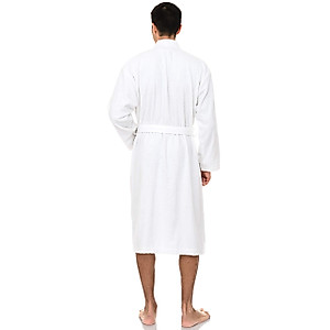 TowelSelections Turkish Terry Kimono Bathrobe - 100% Turkish Cotton, Terry Cloth Bath Robe for Women and Men, Made in Turkey (White, L/XL)