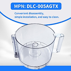 Vanshly DLC-005AGTX,14-Cup Food Processor Work Bowl Compatible with Cuisinart DLC-7 & DFP-14，NOTE:This bowl features 2 tabs on the top rim of the workbowl