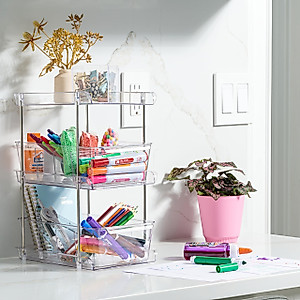 3 Tier Clear Under Bathroom Sink Organizer Pull Out Drawer | Bathroom Cabinet Organizer Under Sink | Under Vanity Organizer | Medicine Cabinet Storage | Bathroom Counter Organizer | (2 Pack)