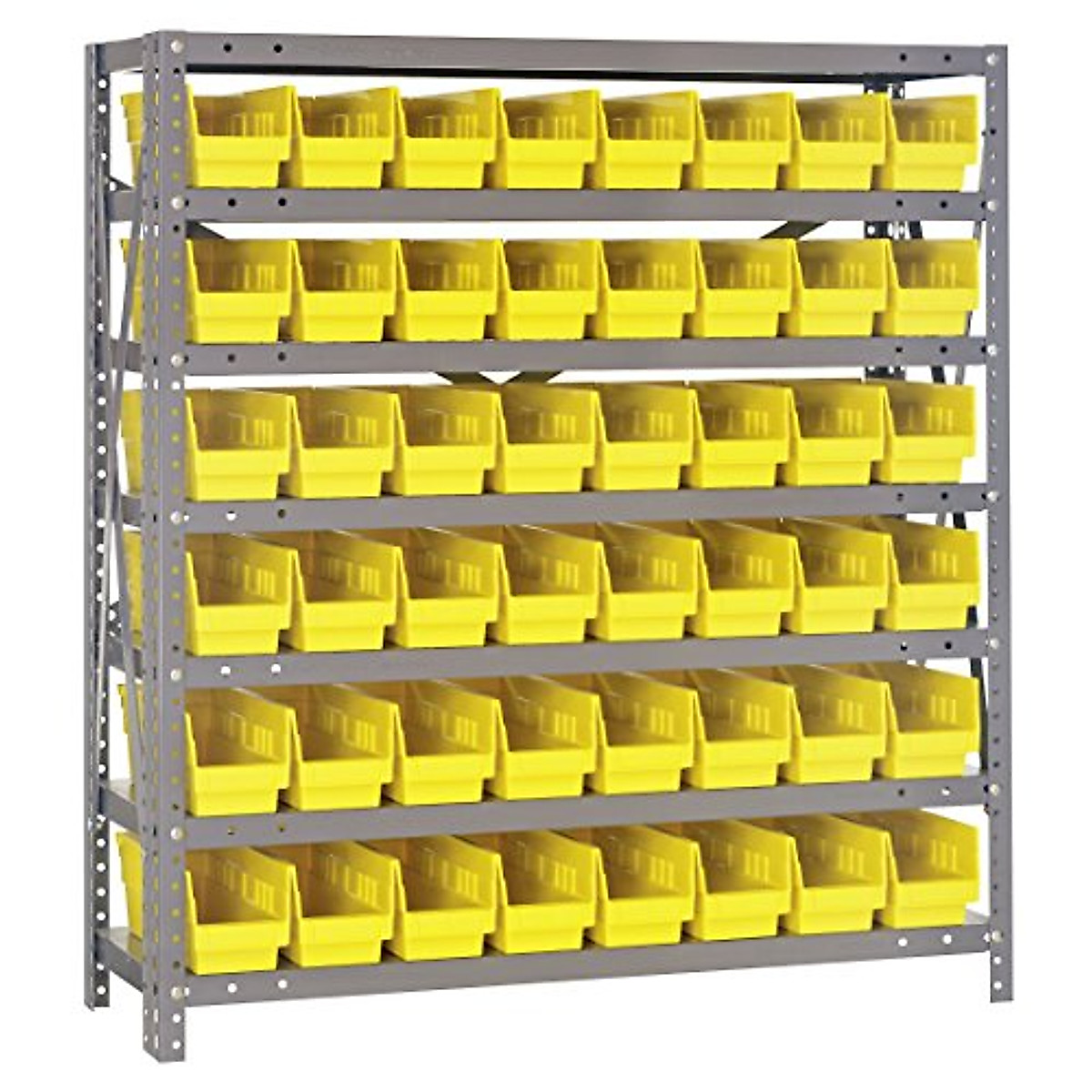 Quantum Storage Systems 1239-101YL Steel Shelving Unit with 4" Shelf Bins, 12" D x 36" W x 39" H, Yellow