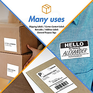 OfficeSmartLabels - 3" x 3" Direct Thermal Labels - Compatible with Zebra & Rollo Desktop Printers and More – 1” Core, Permanent Adhesive & Perforated [500/Roll, 2000 Labels in 4 Rolls]