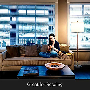 Brightech Lucas LED Floor Lamp, Modern Lamp for Living Rooms & Offices, Great Living Room Décor, Tall Lamp with Drum Shade & Handsome Wood Finish, Bohemian Standing Lamp for Bedroom Reading