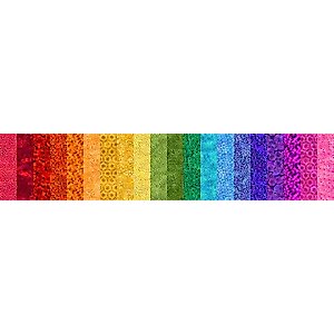 Strip Rolls - The Sunshine Collection by Jason Yenter for in The Beginning Fabrics Rainbow Blenders Florals 21 2.5" Fabric Strips Roll-Up Bundle Quilter's Cotton Precuts (M205.16)