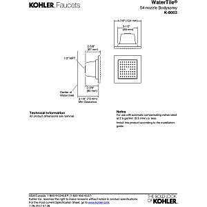 KOHLER WATERTILE® 54 NOZZLE BODY SPRAY