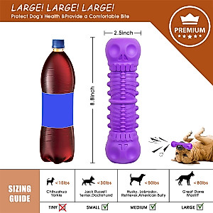 FRLEDM Dog Toys, Squeaky Dog Toys, Durable Dog Toys for Aggressive Chewers, Chew Toys for Aggressive Chewers Large Breed, Tough Rubber Dental Chew Dog Toys for Large Medium Breed (Purple-Large)