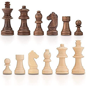 A&A Wooden Weighted Chess Pieces/German Knight Staunton Style / 2 Extra Queens/King Height 3“（7.5cm）