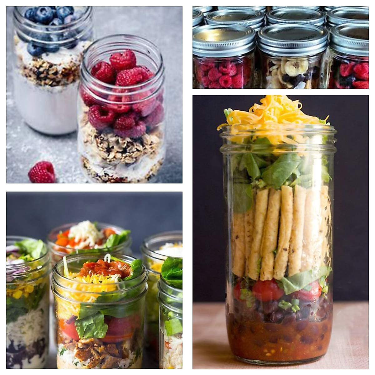 KAMOTA Wide Mouth Mason Jars 22 oz With Wide Mouth Lids and Bands, Ideal for Jam, Honey, Wedding Favors, Shower Favors, Baby Foods, 6 PACK, Extra 6 Silver Lids with Straw Hole Included…