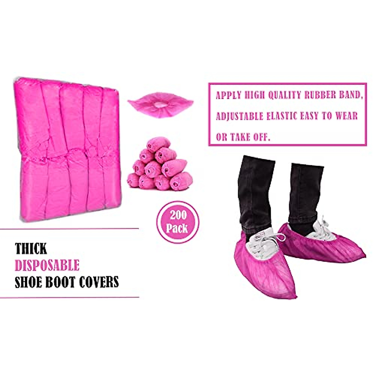 Duyoku 200 Pack Disposable Hygienic Boot & Shoe Covers 200 pack(100 Pairs)|Waterproof Slip Resistant Non-Slip, Durable for Construction, Workplace, Indoor Carpet Floor Protection