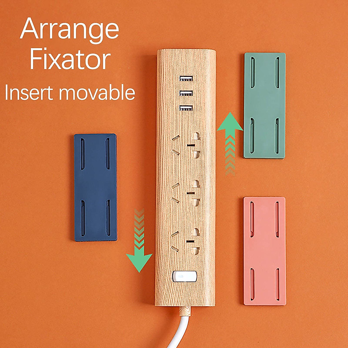 12 Pack Self-Adhesive Desktop Socket Fixer, Adhesive Punch Free Socket Holder Cable Management Punch Free Surge Protector, Desktop Mountable Plug-in Socket Fixer Bracket Stand (12pc-e)