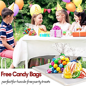 Plastic Table Cloth Roll, 310 Ft x 54 in Disposable Tablecloth with 100 Candy Bags, Rectangle Table Cloth with Cutter Box. White Table Cover for Picnics, Parties, Birthdays, Weddings, Christmas Day