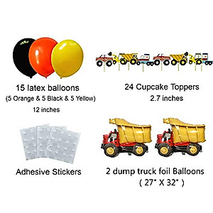 Construction Birthday Party Supplies Dump Truck Party Decorations Kits Set with 2 foil balloons for Kids Birthday Party 52 pack