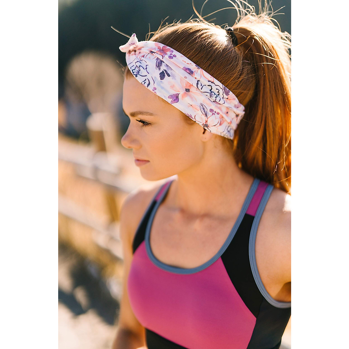 Maven Thread Bow Asana Headbands, Wide Sports Headbands with Bow for Running, Yoga, Gym and Athletic Workouts - 4 Thick Non-Slip Sweatbands, 2pk