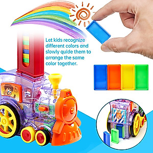 160pcs Dominos Train Blocks Set,Domino Train Toy with Lights & Sounds, Blocks Domino Set Building and Stacking Toy for Boys and Girls,Automatic Blocks Laying Toy Train Set Gift for 3-12 Years Old Kids