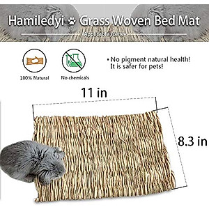 Grass Mat for Rabbit Bunny Chew Toys Woven Bed Mat for Guinea Pig Chinchilla Squirrel Hamster Cat Dog and Small Animal (8PCS Grass mat)