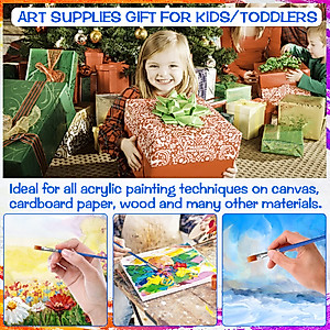 Acrylic Paint Strips For Kids&Adults,Bulk Set of 12 Washable Filled Paint Sets in 8 Colors,With 12 Paintbrushes,Painting Art Supplies Craft Paint Pots,Perfect for Home Birthday Party Favors(8 Color)