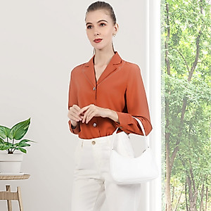 Loiral Shoulder Bags for Women, Cute Hobo Tote Leather Handbag Mini Clutch Purse with Zipper Closure, White