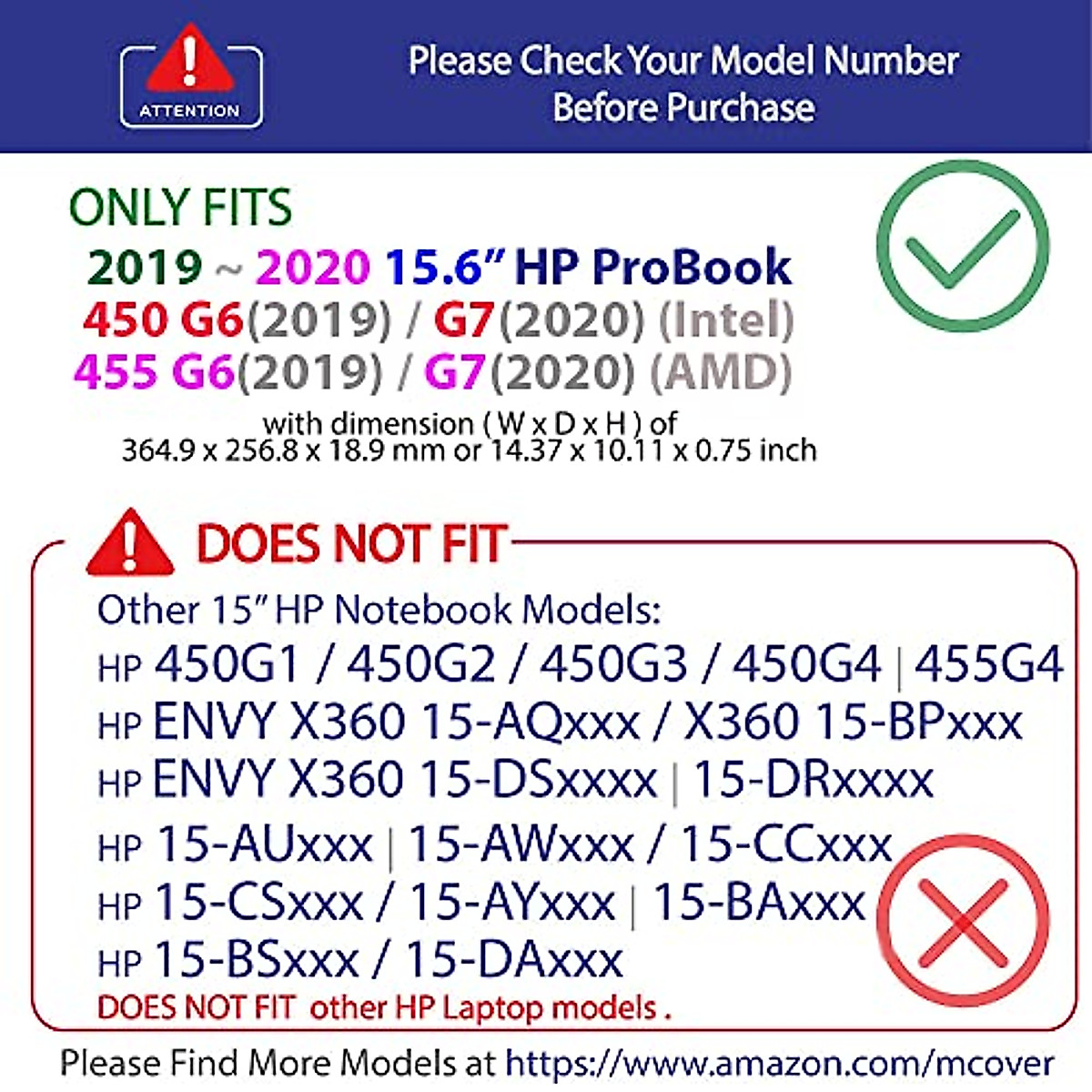 mCover Case Compatible for 2019～2020 15.6" HP ProBook 450 G6 / G7, ProBook 455 G6 / G7 Series Notebook PC Only (NOT Fitting Other HP Models) - Purple