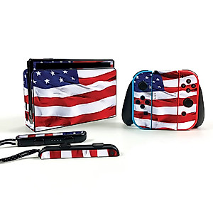 MightySkins Skin Compatible with Nintendo Switch OLED - American Flag | Protective, Durable, and Unique Vinyl Decal wrap Cover | Easy to Apply, Remove, and Change Styles | Made in The USA