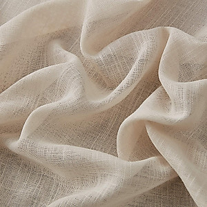 HLC.ME Abbey Faux Linen Textured Semi Sheer Privacy Light Filtering Transparent Thick Half Short Grommet Curtain Valance Topper for Small Windows, Bedroom & Bathroom (54 W x 18 L, Beige)