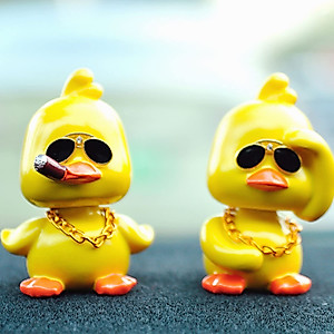 IBWell Cute Yellow Duck Car Ornaments Funny Duck Car Toy, Bobble Head Doll for Car Dashboard Decorations Accessories