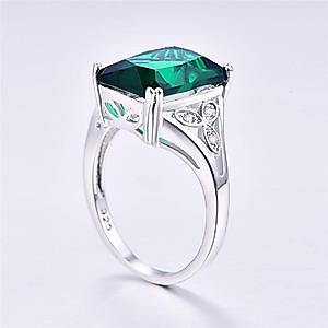 YAZILIND Silver Plated Cut Polygon Cubic Zirconia Statement Engagement Wedding Rings Women Anniversary Jewelry Green(Size 7)